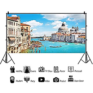 YongFoto 20x10ft Seaside City Backdrop Venice Town Italy Water Rivers City Streetscape Historical Culture Scenery Photography Background Baby Shower Birthday Party Decor Girl Adult Photo Studio Props