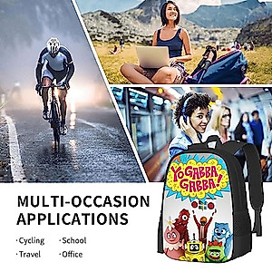 Pobecan Yo Gabba Anime Gabba! Backpack Large Capacity Leisure Travel Backpack Book Bag Outgoing Daypack 12.5x5.5x16.5 inch