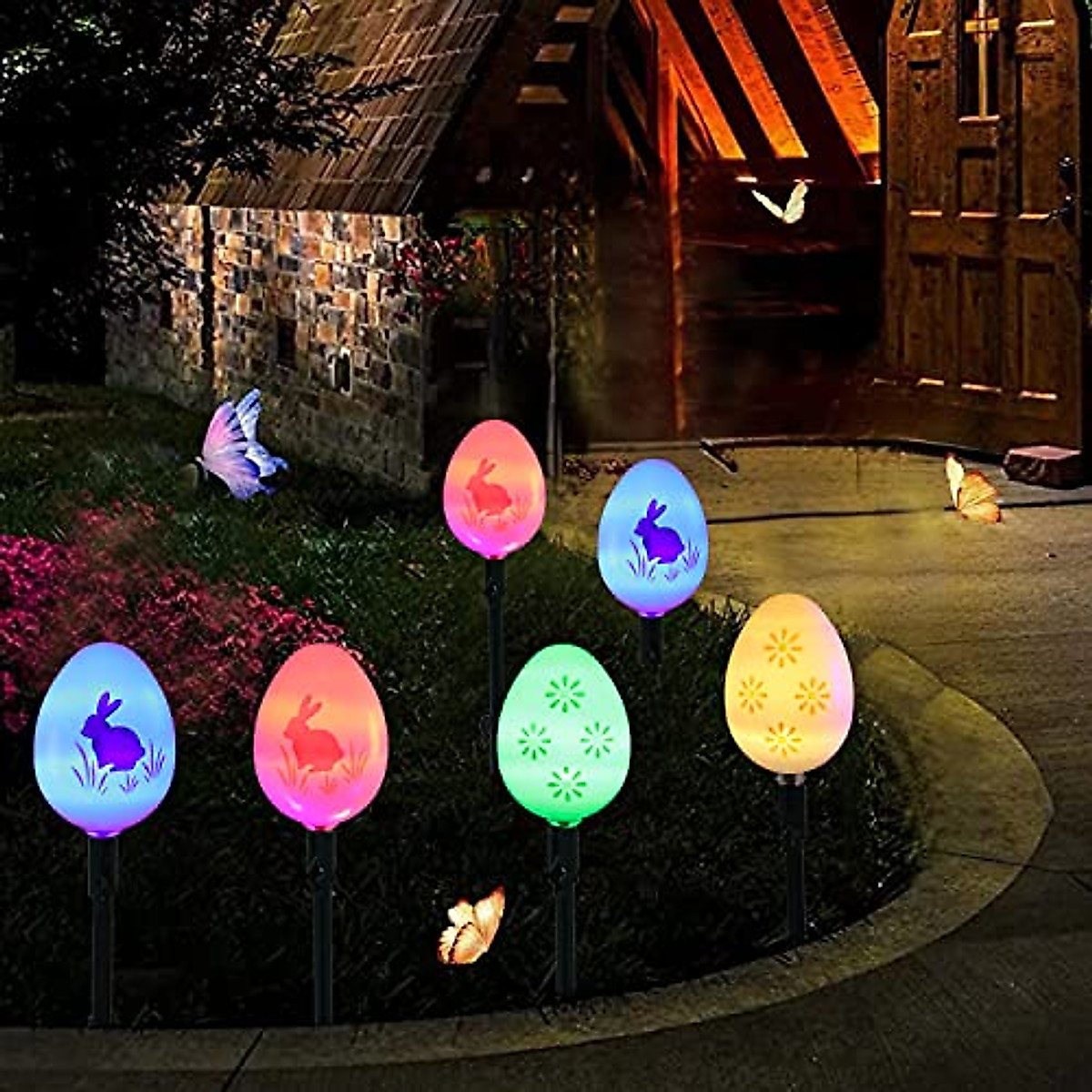 25Ft 20 LED Solar Easter Eggs Stake Lights for Easter Decorations, 8 Modes Solar Easter Eggs Lights, Waterproof Solar Easter Yard Stake for Outdoor Easter Decor Garden Yard Pathway Lawn Spring Decor