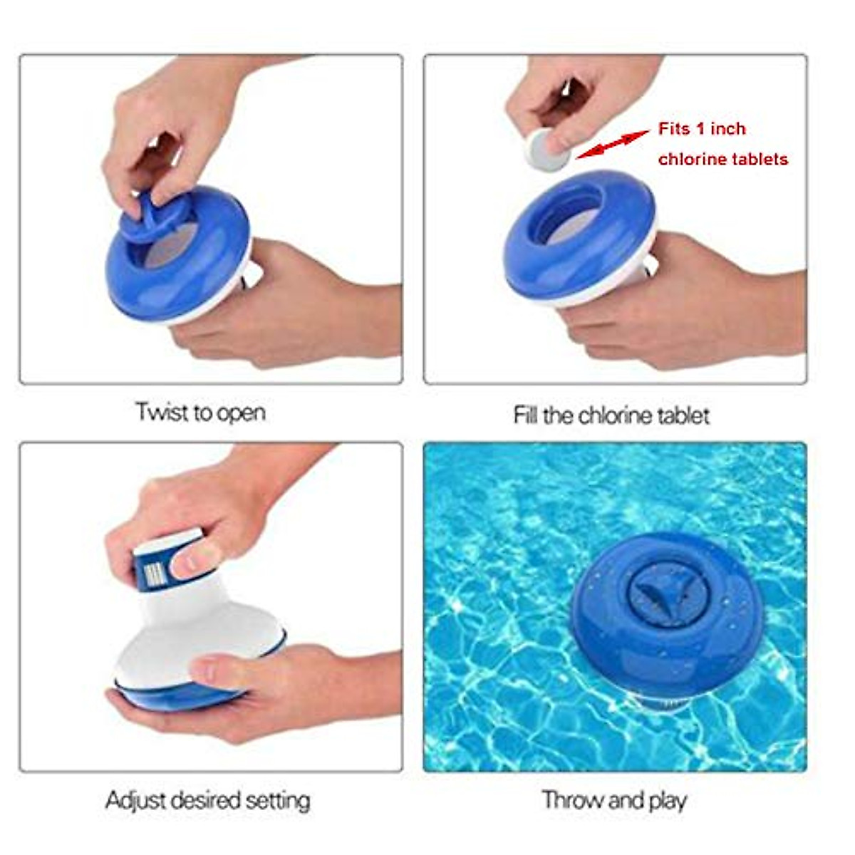 ATIE Inflatable/Above-Ground Pool Floating Mini 1" Chlorine/Bromine Tablet Dispenser for Pool, Spa, Hot Tub, and Fountain, Perfect for Inflatable & Above-Ground Pools