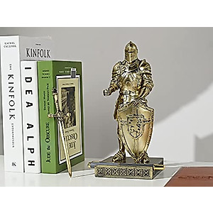HDMbigmi King's Guard Ornament Knight Statue for Desk, Desktop Accessories Pen Holder Pen Stand Paperweight for Office and Home (Bronze)