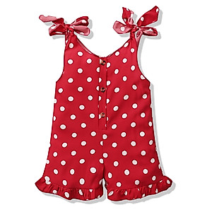 NZRVAWS Little Kid Girl Clothes 2-3 Year Baby Girl Clothing Romper Summer Red Halter Sleeveless Polka Dot Jumpsuits Outfit Set