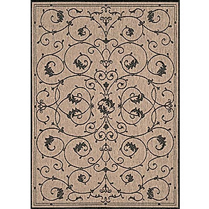 Couristan Recife Veranda 5-Feet 3-Inch by 7-Feet 6-Inch Rug, Cocoa and Black