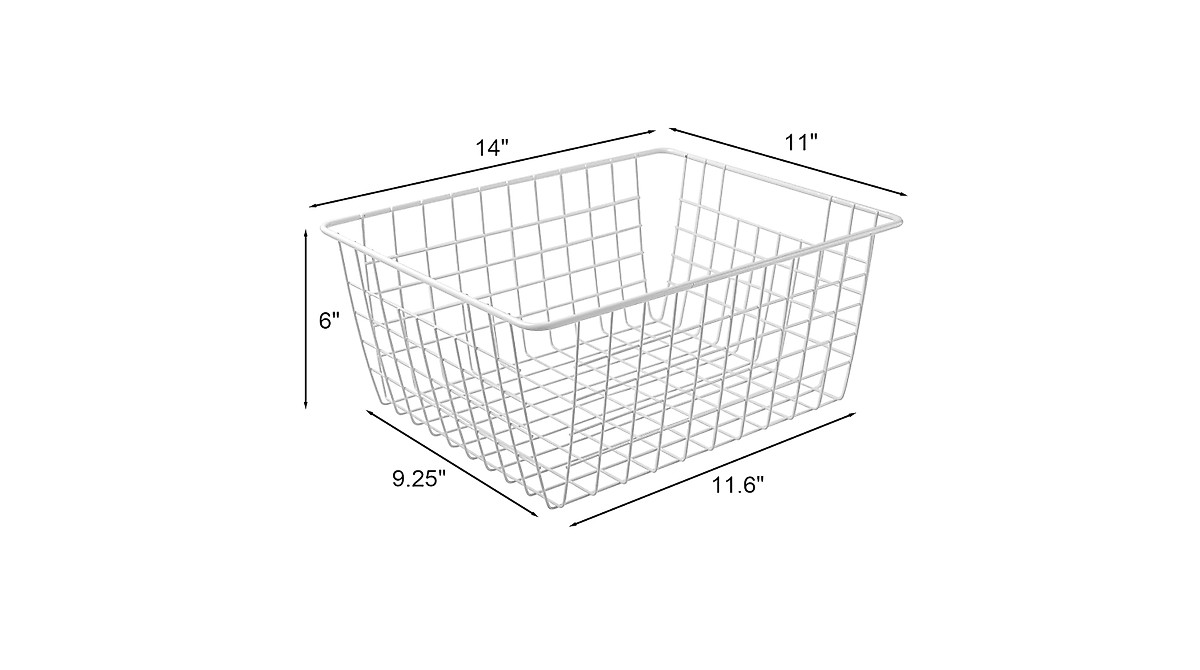 14" White Wire Storage Baskets for Freezer & Pantry Organization