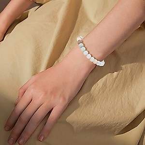 LiQunSweet 45 Pcs Natural Frosted Amazonite Semi-Precious Gemstones Stone Loose Ball Round Gems Beads Bulk for Jewellery Making DIY Material Supplies - 8mm