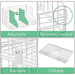 Stackable Can Rack Organizer for Pantry Storage, Can Dispensers with 4 Adjustable Dividers, 2-Tier Metal Wire Basket Beverage Pop Soda Rack for Kitchen Cabinet Pantry, White
