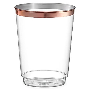 PLASTICPRO Disposable Plastic Tumblers (Rose Gold, 100)