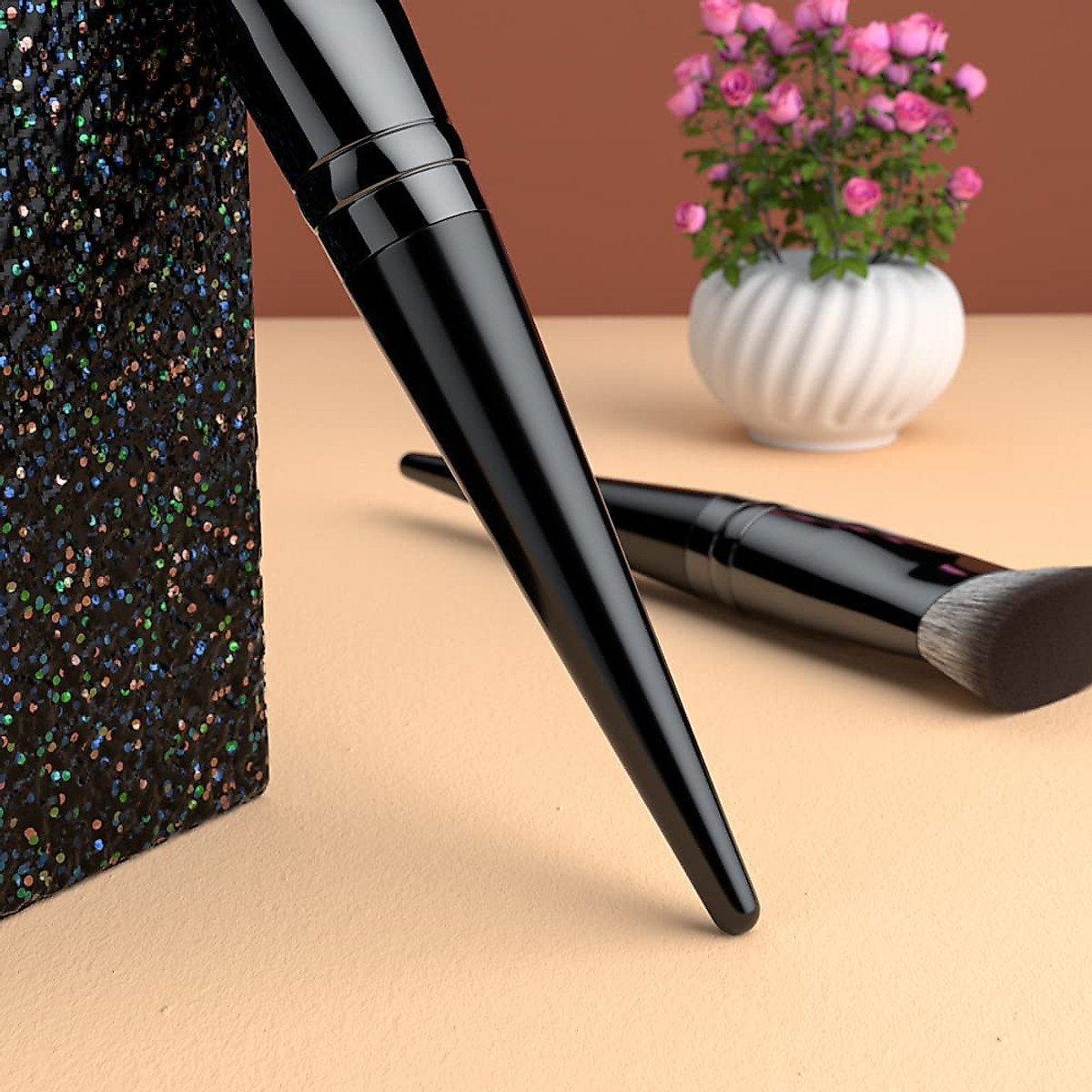 Anmor Flat Contour Brush, Professional Flat Top Detailed Contour Nose Contour Makeup Brush, Perfect for Sharp Lines Contouring Liquid Cream Blender Even Application, Luxurious Cruelty Free Nano-fiber