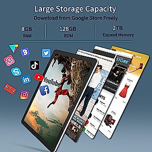 ITDULCET Android 12 Tablet 10 inch Tablet, 8GB+128GB Tablet, 2TB Expand 4 Core Android Tablet, 2.4Ghz & 5G WiFi, 1920 * 1200 IPS, 8000mAh Fast Charge, Bluetooth 5.0, GPS, 5MP+13MP Dual Camera