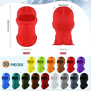 Vicenpal 30 Pieces Balaclava Face Mask Men Pasamontañas Hombre Full Face Cover Sun Protection Balaclava UV Protection Face Balaclava Ski Mask Cover for Men Women Outdoor Sports, Small-Large