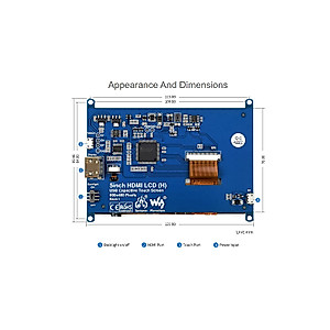 waveshare 5 inch Capacitive Touch Screen TFT LCD Display Toughened Glass Panel 800x480 5inch HDMI H V4 LCD for Raspberry Pi 4B/3B+/3B/Zero/Zero W WH,PC,Support VariousSystems