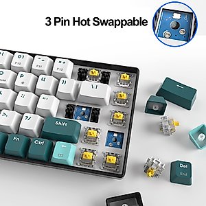 Fogruaden Hot Swappable 60% Wireless Mechanical Gaming Keyboard 60 Percent, 2.4G/USB-C/Bluetooth Keyboard, RGB Backlit, 68 Keys NKRO Compact Mini Keyboard for Win/Mac(Gateron Yellow Switch, Forest)