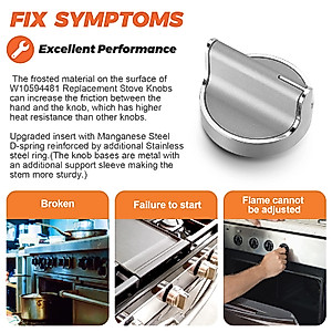 𝟮𝟬𝟮𝟰 𝙐𝙥𝙜𝙧𝙖𝙙𝙚𝙙 W10594481 Gas Range Stove Knobs 5pcs Replaces for Whirlpool Range/Oven WCG97US6DS00 WCG97US0DS00 - W10594481 Stainless Steel Cooker Stove Control Knobs Replaces AP6023301