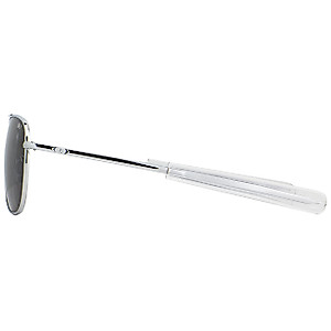 AO Original Pilot Sunglasses - Silver - True Color Gray SkyMaster Glass Lenses - Bayonet Temple - Polarized - 52-20-140
