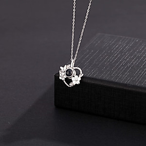 JKUHA Heart Necklace with Picture Inside, Picture Necklace Personalized Photo, Photo Projection Necklace 925 Sterling Silver Customized Memorial Necklace Pendant Birthday for Women