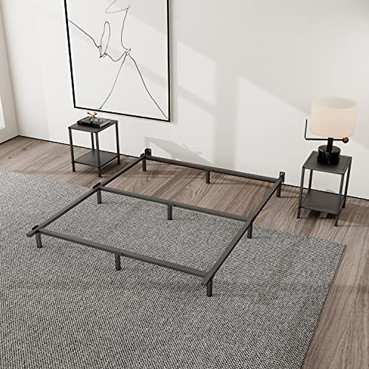 Kujielan Structurally Stable Black Bed Frame - 7 Inch Metal Bed Frame with Easy Disassembly and Long Life, King Size Bed Frame with 9 Legs for Support Without Taking Up Space and Easy to Move King