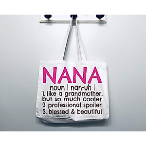 COCOVICI Nana Tote Bag | Grandma Gifts | Nana Gifts | Nana Christmas Gift | Christmas Gift from Grandkids (Nana Definition Pink/Black Font)