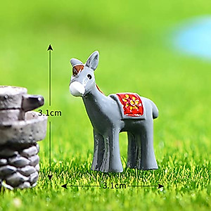 MAOMIA 12 Pcs Miniature Donkey Figurines Easter Cake Toppers, Mini Donkey DIY Craft Plant Pot Fairy Garden Landscape Decor Ornament