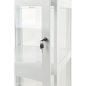 Displays2go 68" Modern Illuminated Curio Cabinet, Locking Door and Dust Cover - Gloss White (DCISDWH)