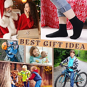 Kids Merino Wool Socks Boys Girls Hiking Boot Winter Thermal Warm Cozy Soft Toddler Thick Crew Socks 6 Pairs (6 Pairs Solid Color B, 4-7 Years)