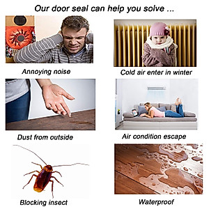 Door Draft Stopper Door Sweep Weather Stipping - Camel Home Self Adhesive Door Seal Soundproof Under Door Bottom Seal Strip Rubber Energy Saver Insulasion Weatherproof, 2" W X 39" L (White)