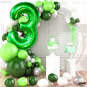 KatchOn, Giant Dark Green Number 3 Balloon - 40 Inch | Three Rex Birthday Party Decorations | Green 3 Balloon Number for Dinosaur Balloons | Green Three Balloon for Three Rex Birthday Decorations Boy