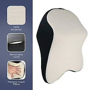 Car Neck Pillow – 100% Memory Foam - Ergonomic Neck Support Car Pillow for Driving Seat – Washable Cover – Car Headrest Pillow Cushion - Travel Pillows - Universal Fit (Cream White, Standard)