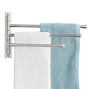 GLENNOR Swivel Towel Bar, SUS304 Stainless Steel Swing Out Towel Rack Brushed Finish Wall Mounted Space Saving Bar