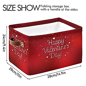WELLDAY 1PCS Storage Basket Valentine's Day Poster Large Foldable Storage Bin Cube Collapsible Organizer