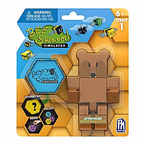 Bee Swarm Simulator – Brown Bear Action Figure Pack w/Mystery Bee & Honeycomb Case (5” Articulated Figure & Bonus Items, Series 1)