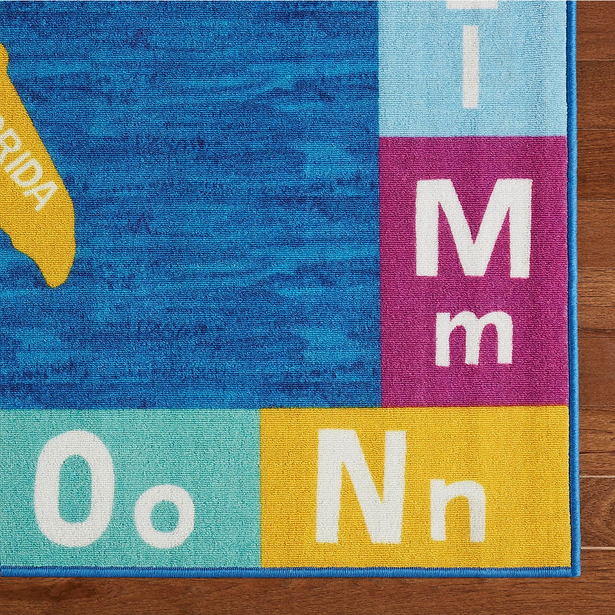 Eric Carle Elementary USA Map Kids Machine Washable Area Rug Blue/Red, 35"x51"