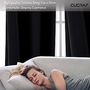 CUCRAF Blackout Curtains 84 inches Long for Living Room, Black Room Darkening Window Curtain Panels, Rod Pocket Thermal Insulated Solid Drapes for Bedroom, 52x84 inch, Set of 2 Panels