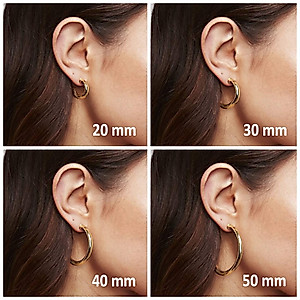 PAVOI 14K Yellow Gold Plated Lightweight Chunky Open Hoops - Gold Hoop Earrings for Women - 30mm Thick Infinity Hoops Earrings