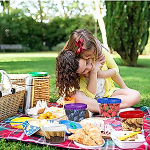 24 Pack 16oz Twist Top Containers with 2 Rolls Freezer Labels Twist Cap Deli Containers Porridge Dessert Containers with Screw Lids 4 Color Small Top Screw on Lids Jam Containers for Snacks Fruit Leftovers