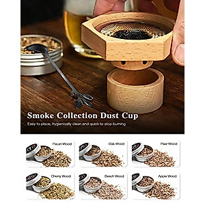 Old Fashioned Cocktail Smoker Kit with Torch, Bourbon Smoker Infuser Kit with Bonus Smoke Collection Dust Cup, 6 Kinds of Wood, Whiskey Smoker Infuser Kit - Gifts for Men Father Husband (No Butane)