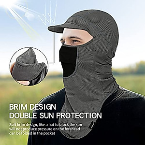 SUNMECI Balaclava Sun Protection Breathable Brim Full Face Mask Cooling Fishing Boating Cycling Sun Mask for Men Women Grey