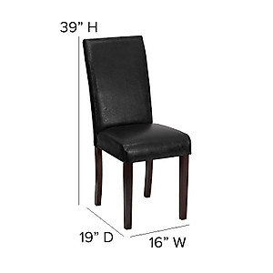 Flash Furniture Godrich Set of 2 Traditional Black LeatherSoft Upholstered Panel Back Parsons Dining Chair