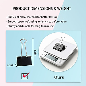 Medium Binder Clips 1.25 Inch Black 36 PCS, Binder Clips 32mm for Teacher School Office and Business