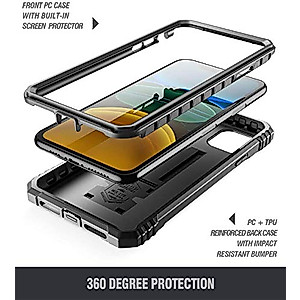 Poetic iPhone 11 Rugged Case with Kickstand, Full-Body Dual-Layer Shockproof Protective Cover, Built-in-Screen Protector, Revolution Series, for Apple iPhone 11 (2019) 6.1 Inch, Black