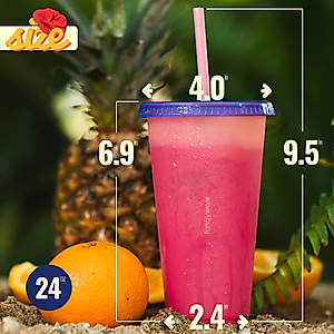 Color Changing Cups with Lids and Straws for Adults - 5 x 24oz Reusable Cups with Lids and Straws, Bulk Plastic Cups with Lids and Straws for Kids Women, Cold Iced Coffee Cups & Party Water Tumbler