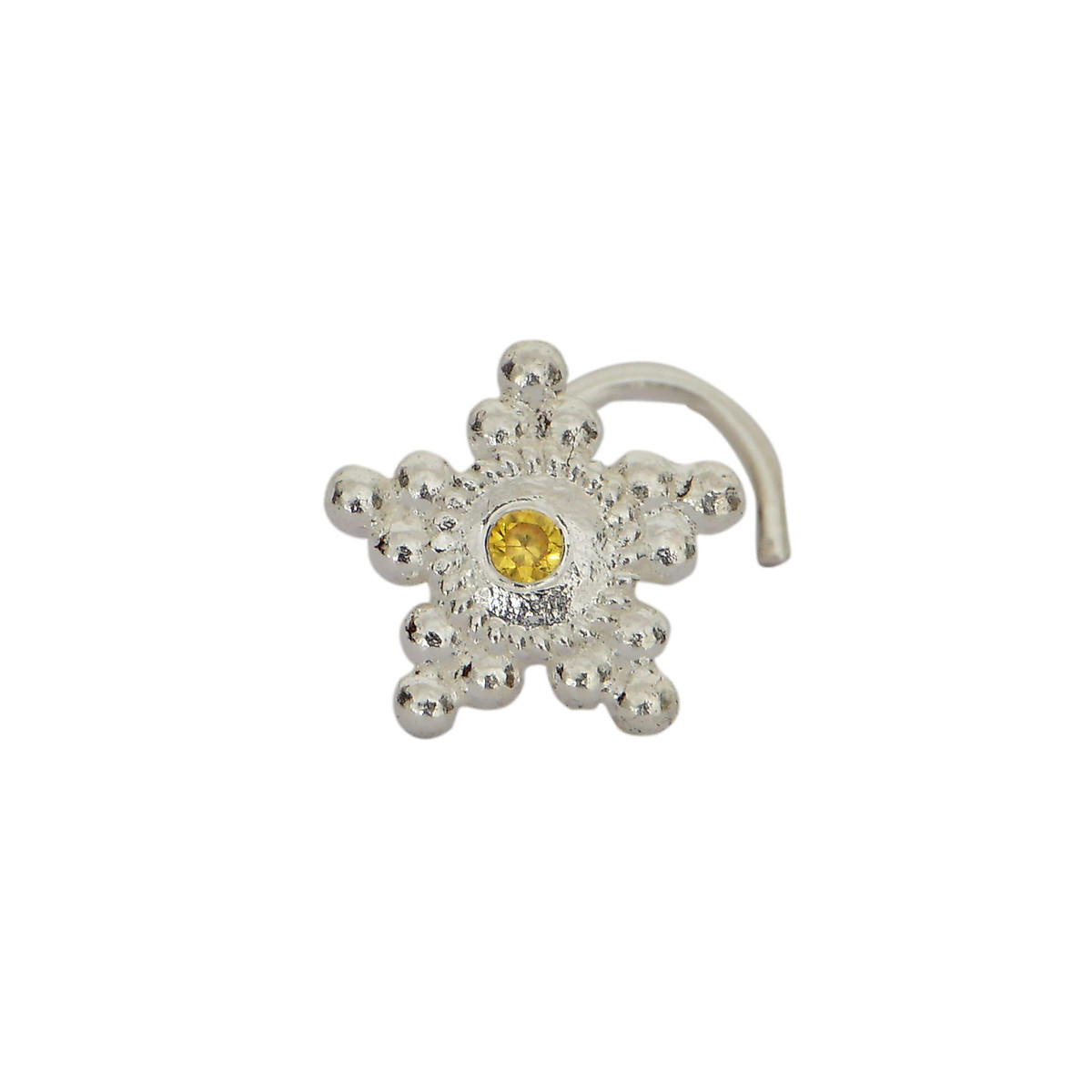 Sterling Silver Nose Stud Flower Nose Stud Indian Nose Ring Silver Nose Ring Crock Screw Nose Stud Indian Nose Stud CZ Simulated Diamond Piercing