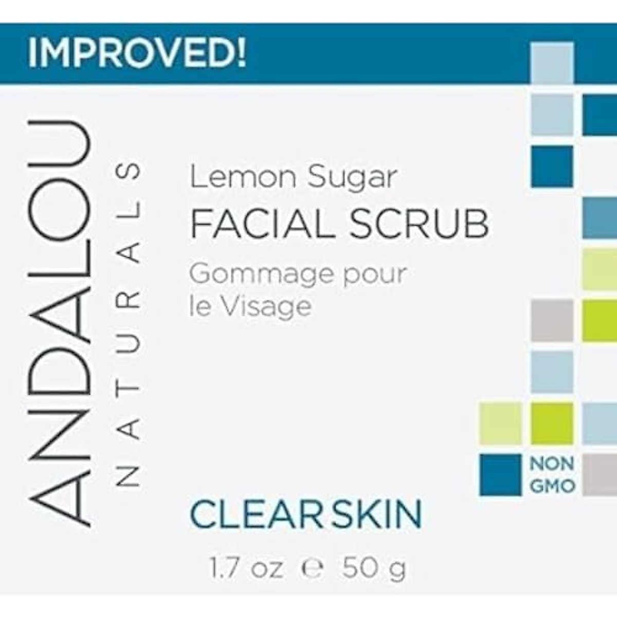 Andalou Naturals Lemon Sugar Facial Scrub, 1.7 oz., Gently Exfoliates and Cleanses for a Clearer, Brighter, and Balanced Looking Complexion, with Meyer Lemons and Manuka Honey