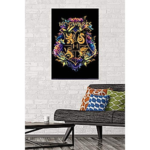 Trends International The Wizarding World: Harry Potter - Floral House Crests Wall Poster, 22.375" x 34", Premium Unframed Version