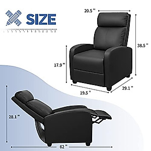Furniwell Recliner Chair Massage Recliner Sofa Chair Adjustable Recliner Home Theater Seating Modern Living Room Recliners with PU Leather Padded Backrest and Thick Seat Cushion (Black)