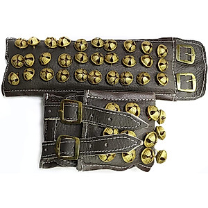 Arts Of India Ghungroo Brown Leather Pad 4 Line Ghungroo Pair (16 NO. GHUNGROO) Big Dancing Bells - FOUR LINE BROWN LEATHER PAD GHUNGROO PAIR