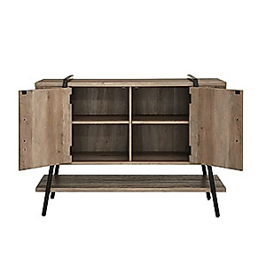 46" Wide Mid Century Server with Stone Grey Distressed Finish