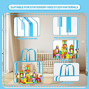 6 Packs Toy Storage Bags PVC Waterproof Organizers Toy Bags Reusable Clear PVC Board Game Storage with Zipper and Handle for Board Games, Building Blocks, Puzzles, Toys and Handmade Accessories