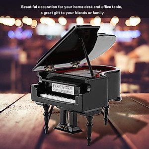 Wal front Exquisite Wooden Mini Piano Model with Stool Pedal Display Decoration Home Coffee House Ornament Gift for Birthday Valentine's Day (1094.5cm)