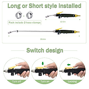 29 Inches Sprayer Wand Replacement,3/8" Brass Barb Universal Sprayer Wand, Stainless Steel Sprayer Wand with Shut off Valve & 2 Hose Clamps