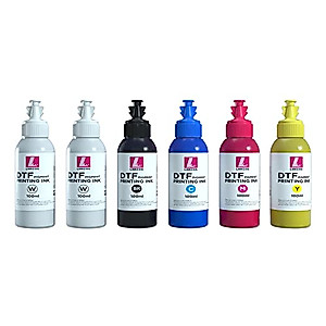 LNKCOS 6×100ML DTF Ink Refill for Inkjet Printer Heat Transfer Printing Direct to Film (2 White+CMYK,6 PCS)